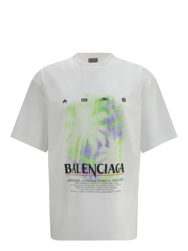 Balenciaga Printed Cotton T-shirt - White