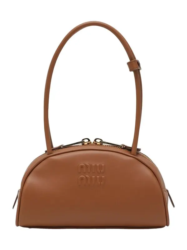 Miu Miu Beau Leather Bag In Cognac Color - Brown