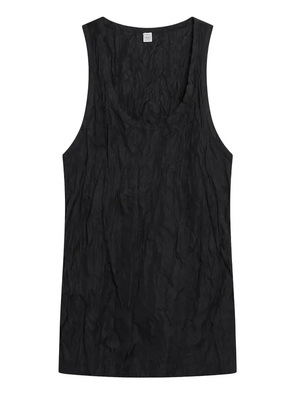 TOTEME Crinkled Cotton Tank Top - Black