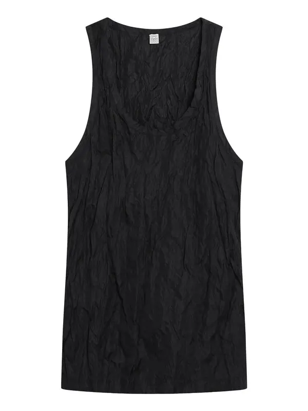 TOTEME Crinkled Cotton Tank Top - Black