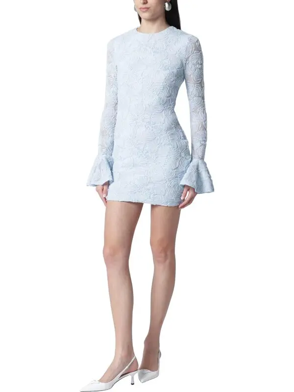 ROTATE BY BIRGER CHRISTENSEN Light Ruffled Mesh Mini Dress - Blue
