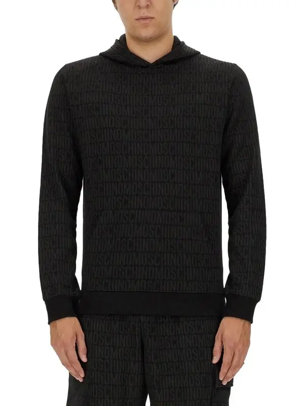 Moschino Sweatshirt With All Over Logo - Black