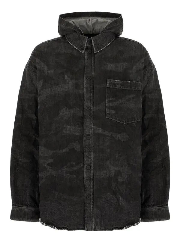 Balenciaga Camouflage Denim Hooded Shacket - Multicolor