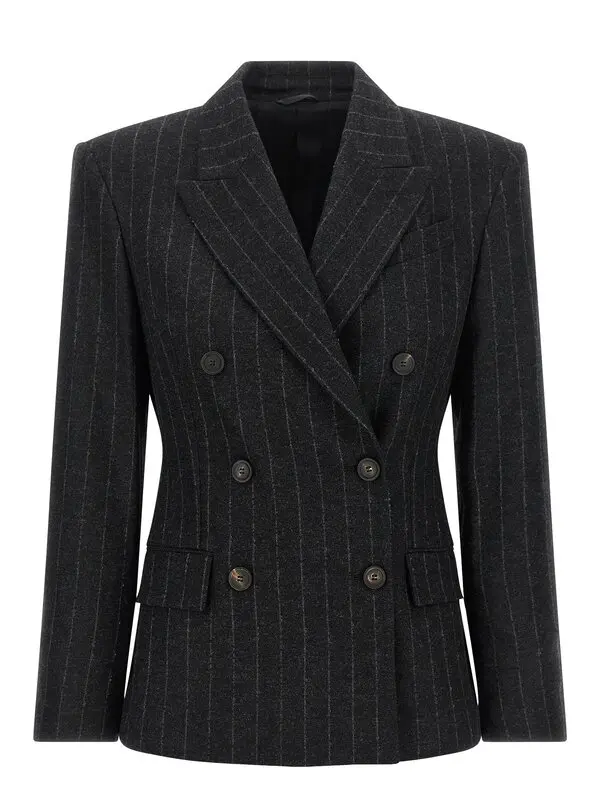 Brunello Cucinelli Pinstripe Blazer - Gray