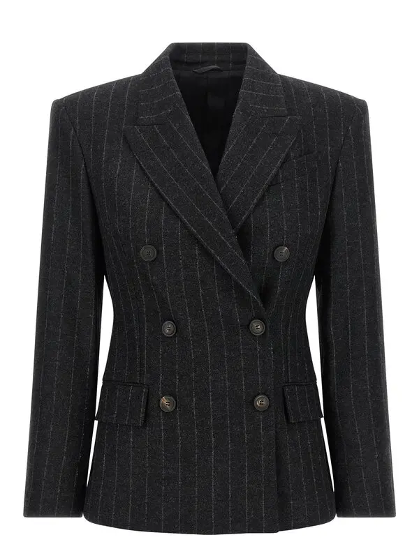 Brunello Cucinelli Pinstriped Tailored Blazer - Gray