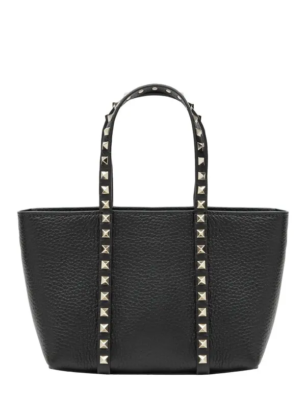 Valentino Garavani Grained Calfskin Rockstud Tote Bag - Black