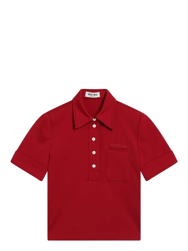 Miu Miu Ruby Technical Jersey Polo - Red