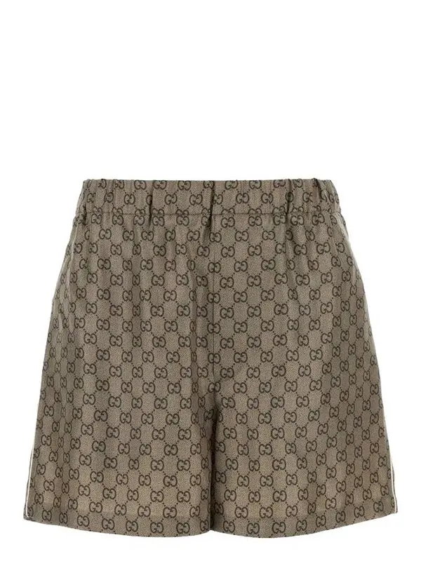 Gucci Silk Gg Supreme Mini Shorts - Brown