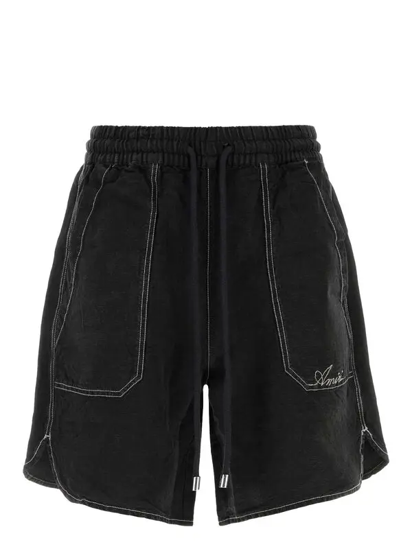 Amiri Linen Blend Bermuda Shorts - Black