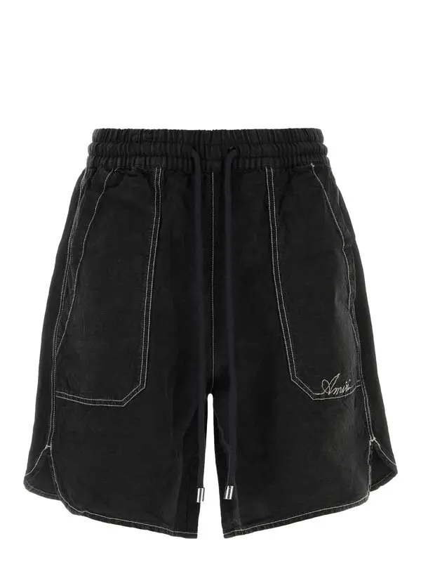 Amiri Linen Blend Bermuda Shorts - Black