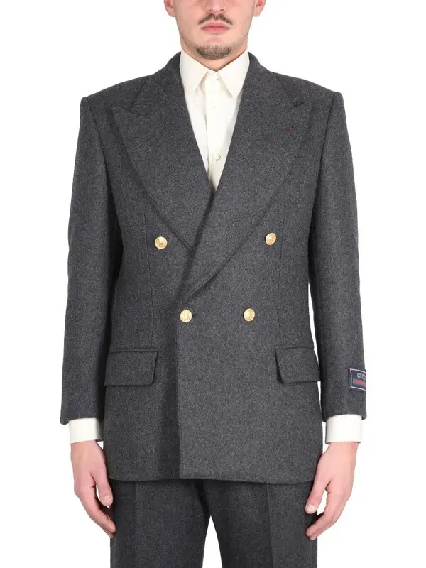 Gucci Cashmere Double-breasted Jacket - Gray