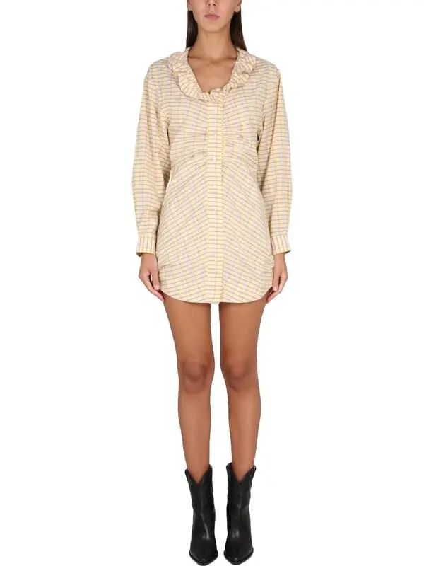 Isabel Marant Étoile Ruffled Plaid Shirt Dress - Yellow