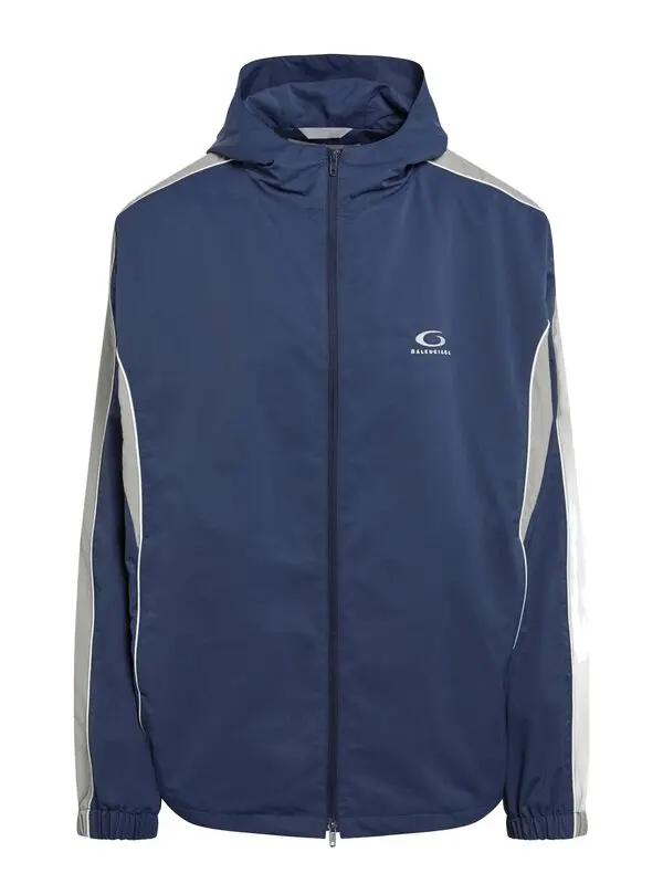Balenciaga Washed-effect Technical Satin Track Jacket In Navy - Blue