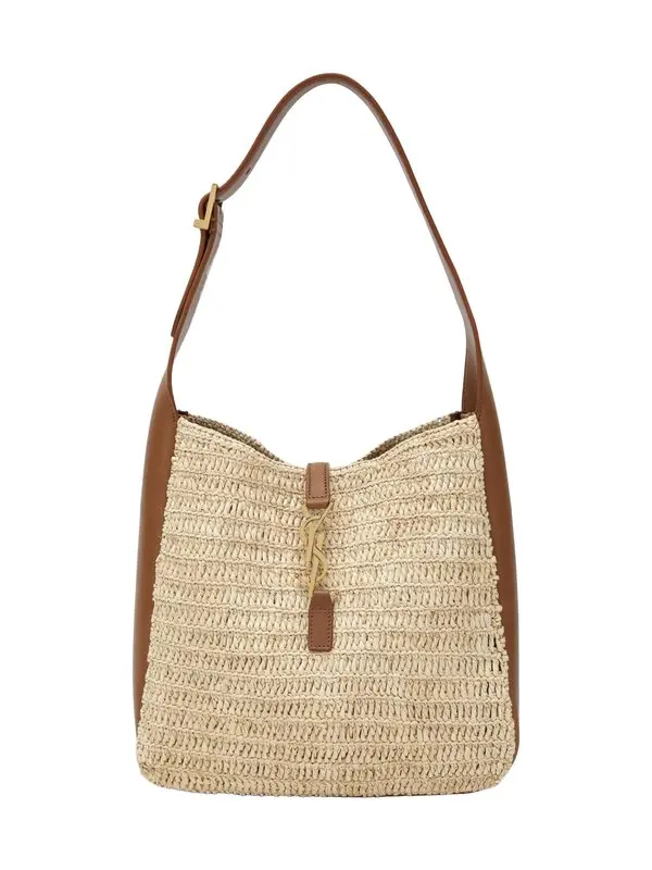 Saint Laurent Le 5 À 7 Raffia And Leather Bag - Cream
