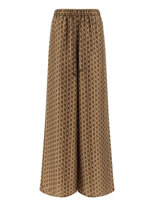 Max Mara Printed Silk Twill Pants - Brown