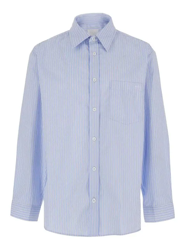 A.p.c. Light Blue Long-sleeved Shirt With Classic Collar And Striped Motif In Cotton For - Multicolor