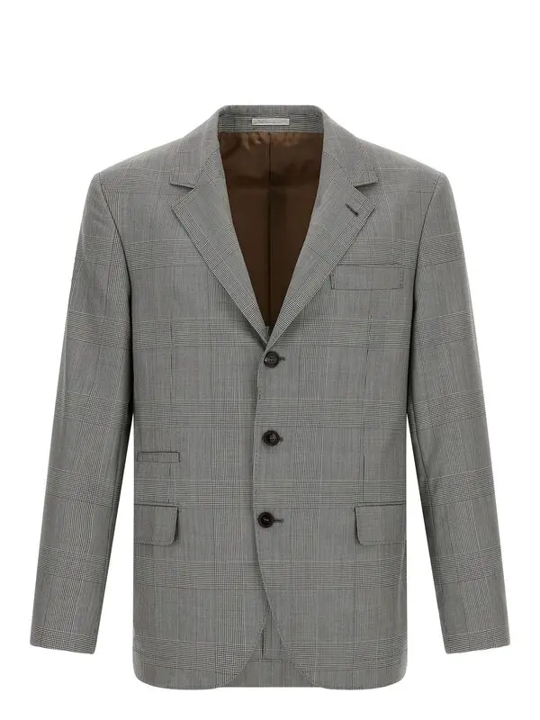 Brunello Cucinelli Prince Of Wales Blazer - Gray