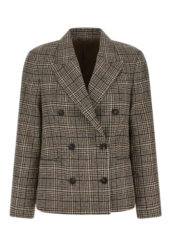 Brunello Cucinelli Checked Blazer - Cream