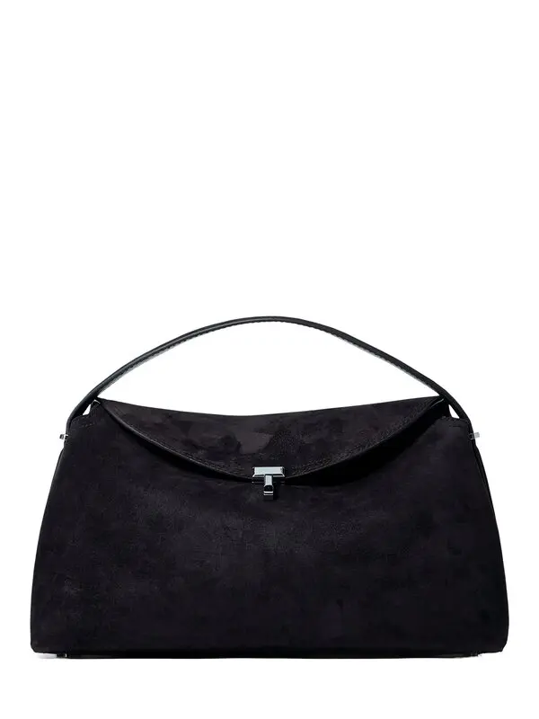 TOTEME T-lock Bag Espresso In Suede Leather - Brown
