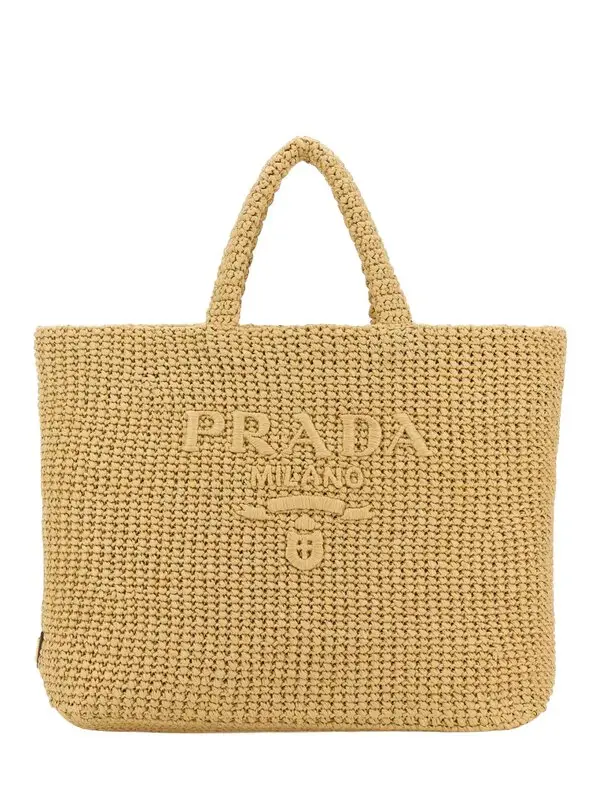 Prada Raffia Shopping Bag - Brown