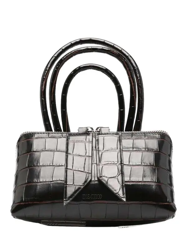 Attico Mini Friday Bag In Crocodile Effect Leather - Brown