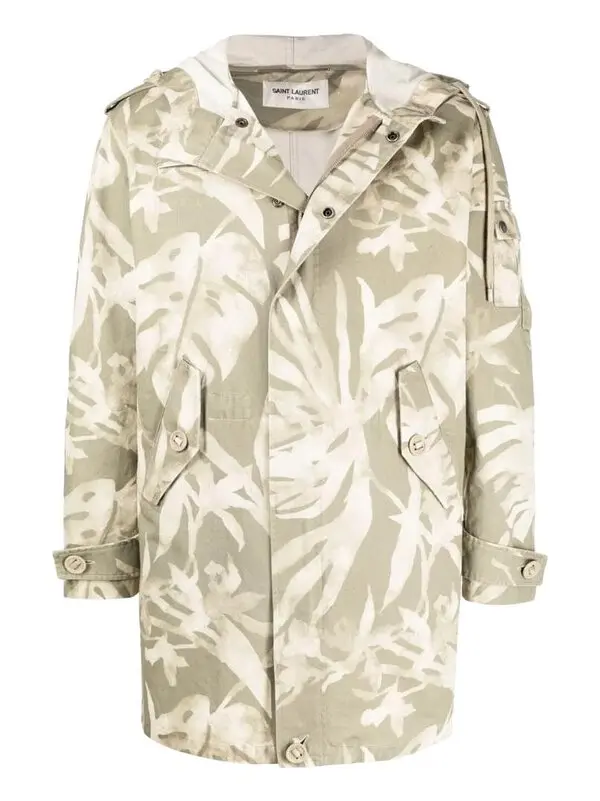 Saint Laurent Cotton-linen Blend Tropical Parka - Green