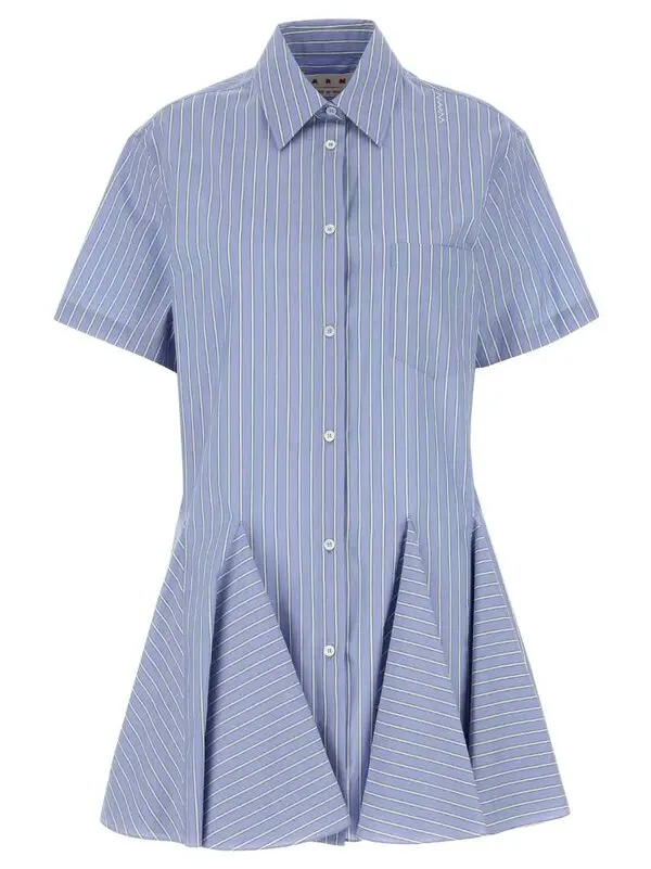 Marni Embroidered Poplin Shirt Dress - Multicolor