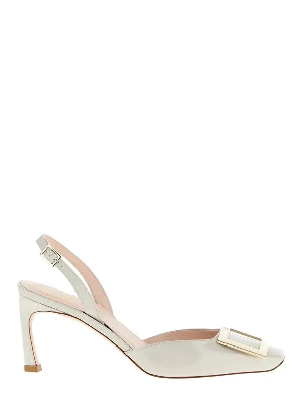 ROGER VIVIER Trompette Patent Leather Slingbacks - White