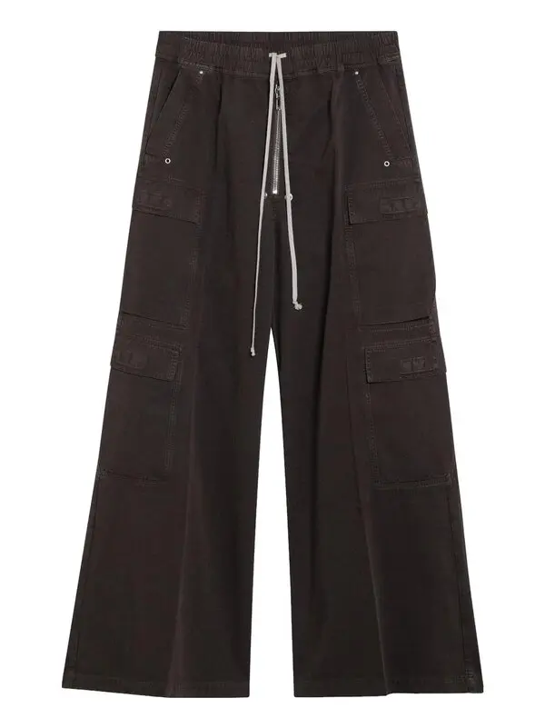Rick Owens Dark Powder Grey Nylon Double Cargo Jumbo Belas Trousers - Brown