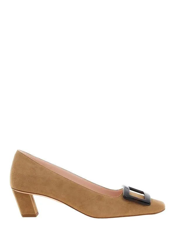 ROGER VIVIER Belle Vivier Suede Pumps - Cream