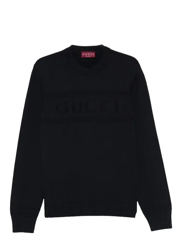 Gucci Ribbed Knit Crew Neck Pullover - Blue