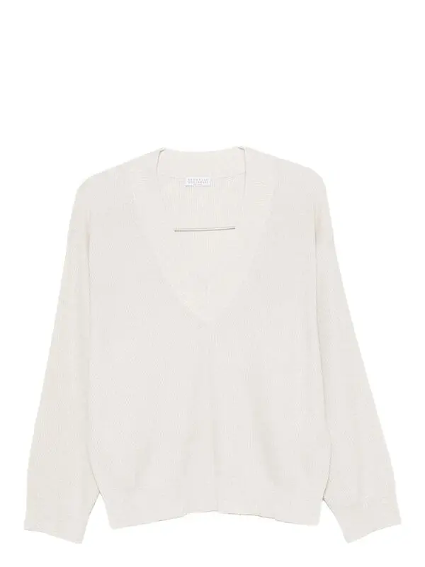 Brunello Cucinelli Cotton V-necked Sweater - Multicolor