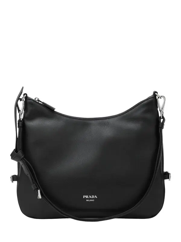 Prada Fold Large Leather Bag - Black