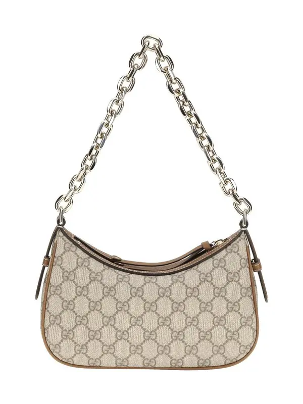 Gucci Small Gg Emblem Shoulder Bag - Cream