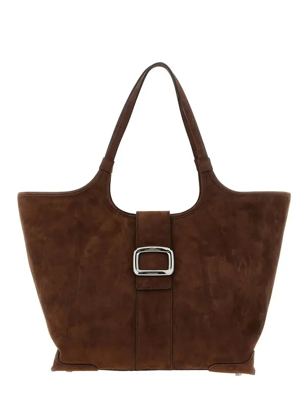 ROGER VIVIER Viv Choc Suede Shopping Bag - Brown