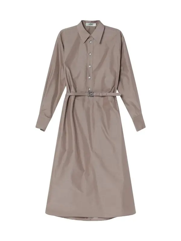 Fendi Cotton And Silk Chemisier Dress - Brown