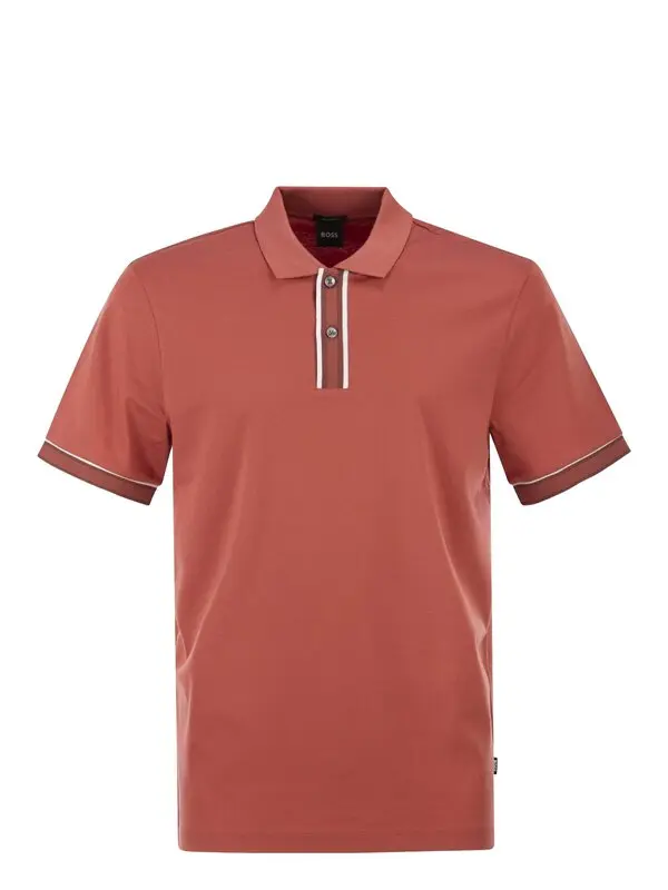 BOSS Cotton Polo Shirt With Contrast Placket - Red
