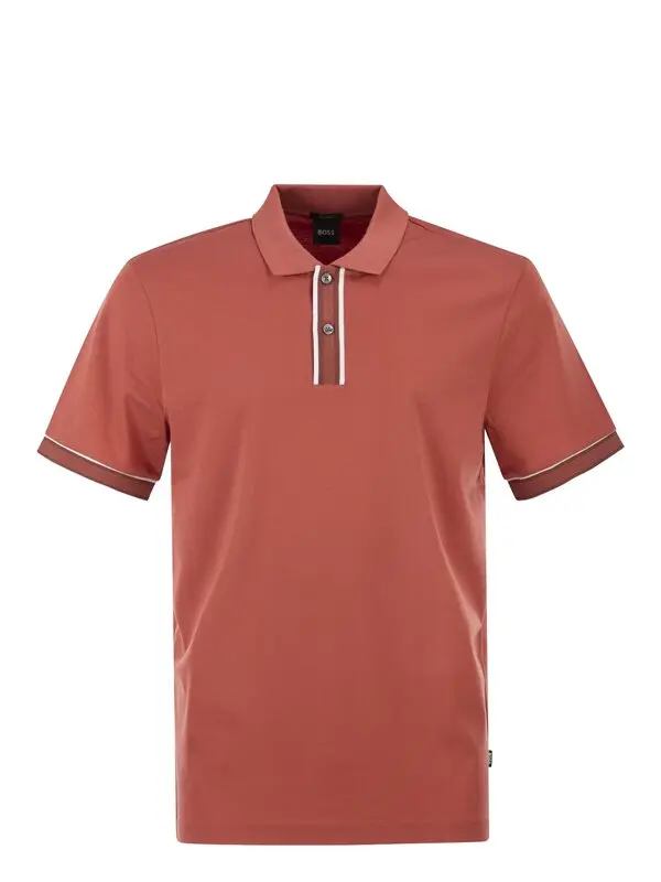 BOSS Cotton Polo Shirt With Contrast Placket - Red