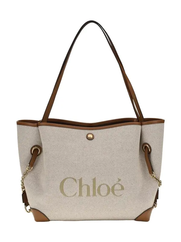 Chloé Clover Tote Bag In Canvas - Cream