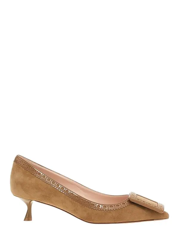 ROGER VIVIER Suede Viv' In The City Pumps - Cream