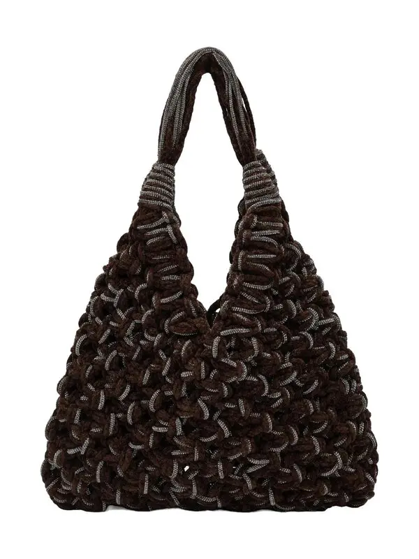 HIBOURAMA Vannifique Crystal Bag In Velvet - Brown