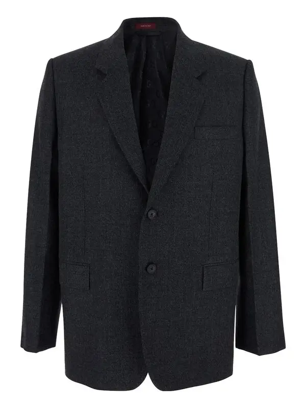 Gucci Grey Single-breasted Jacket With Notched Revers In Wool - Multicolor