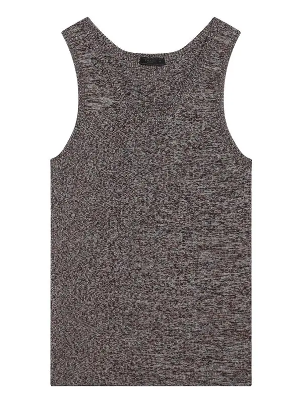 Prada Ribbed Tank Top With /brown Pattern - Blue