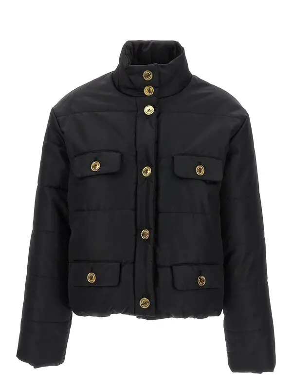 Moschino Padded Logo Button Down Jacket - Black