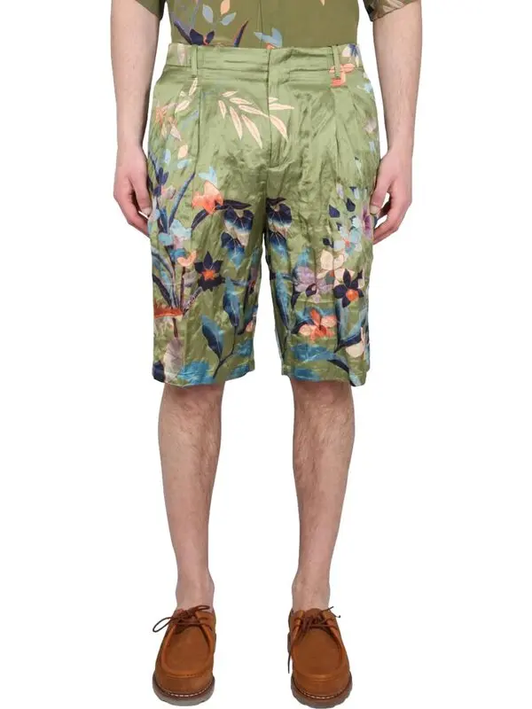 Etro Bermuda Shorts With Floral Print - Green
