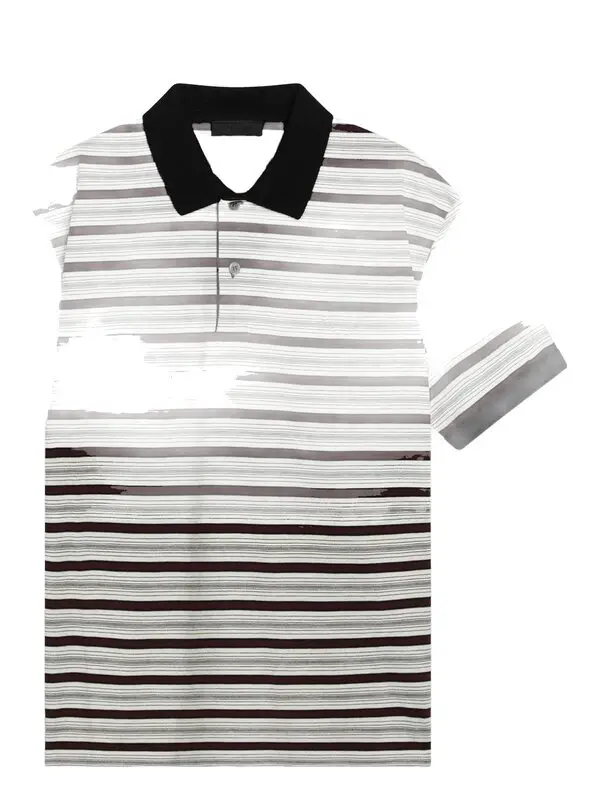 Prada Ivory/garnet Striped Cotton Polo Shirt - Cream
