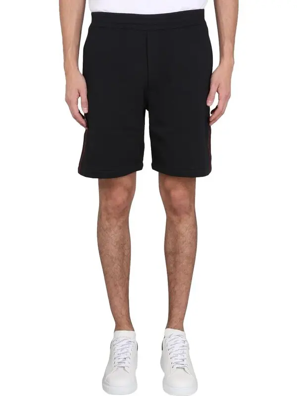 Alexander McQueen Bermuda Shorts With Selvedge Logo Band - Black