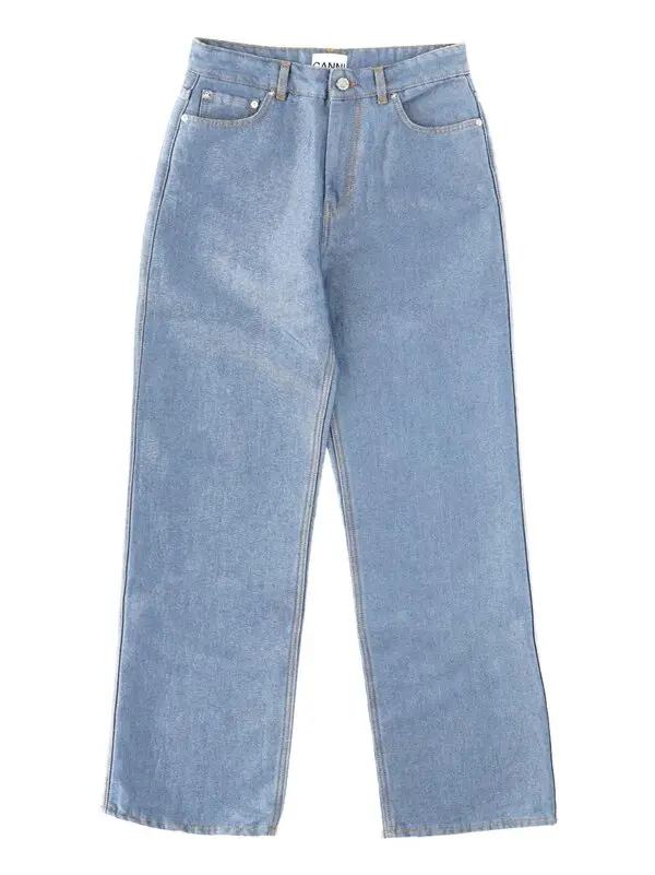 GANNI Metallic Cotton Denim Jeans - Blue