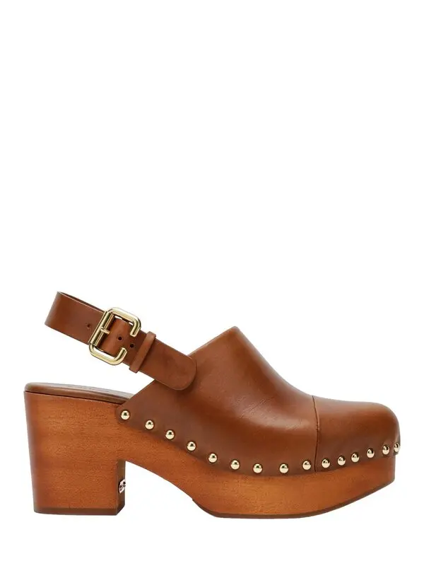 Chloé Jeannette Clogs With Studs - Brown