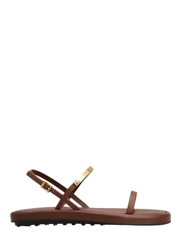 TOD'S Leather Flat Sandals - Brown
